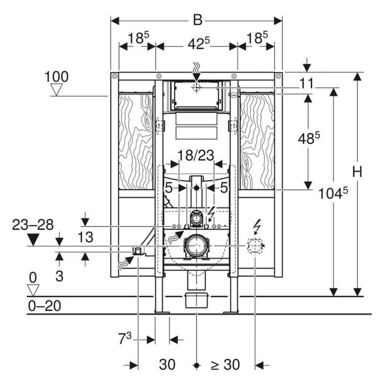 Geberit Wand-WC-Element Duofix BH 112 cm barrierefrei mit Sigma UP ...